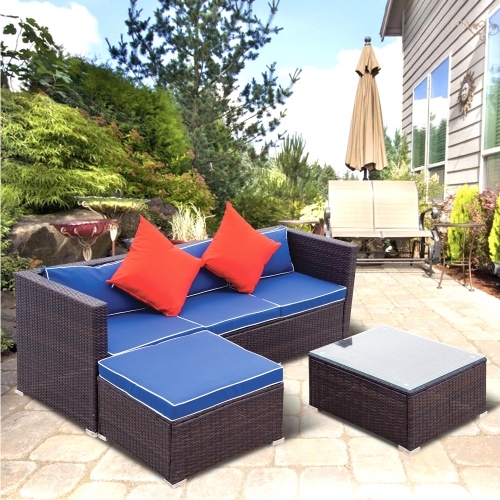 Tecate 3 Piece Patio Sectional Wicker Rattan Outdoor Furniture Sofa Set