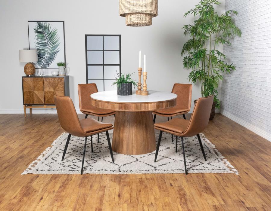 Ortega Round Marble Top Solid Base Dining Table