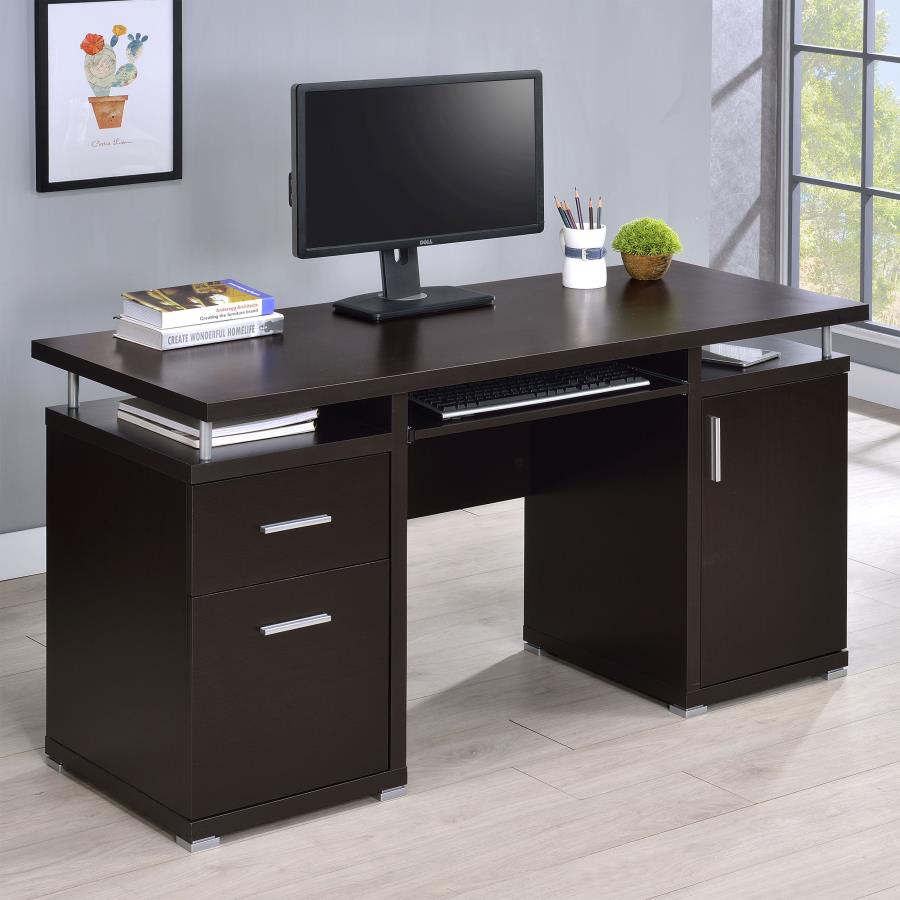 Tracy Modern Office Desk with Storage Drawers and File Cabinet